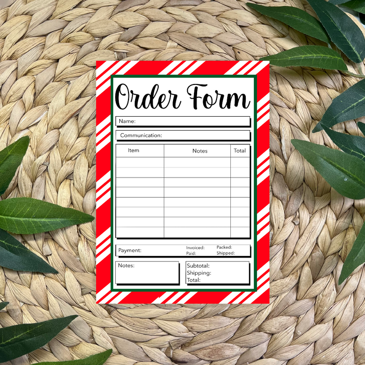 Candy Cane Order Form Pad – Dreamland Stationery